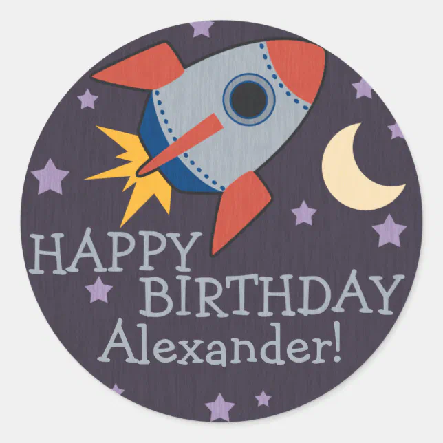Personalized Rocket Kids Birthday Stickers | Zazzle