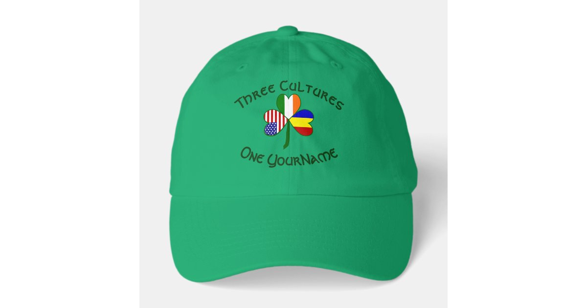 Personalized Romania Ireland USA Flag Shamrock Dad Hat | Zazzle