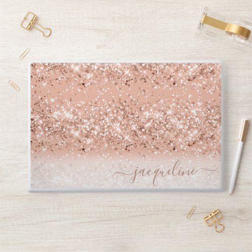 Personalized Rose Gold Glitter HP Laptop Skin | Zazzle