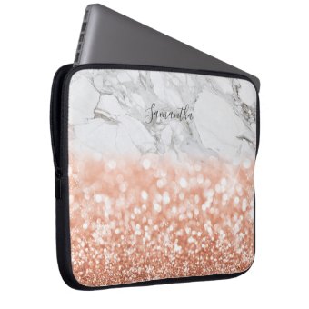 Personalized Rose Gold Glitter Marble Laptop Case | Zazzle