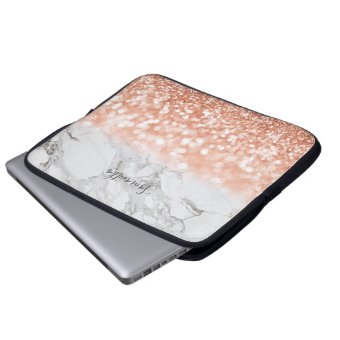 Personalized Rose Gold Glitter Marble Laptop Case | Zazzle