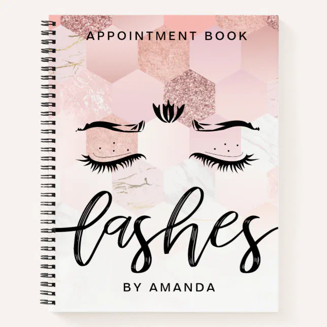 Personalized Rose Gold Lashes Appointment Book | Zazzle