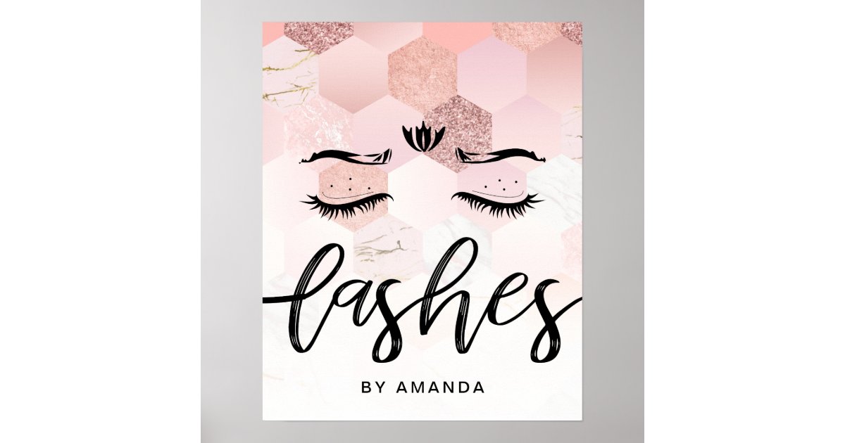 Personalized Rose Gold Lashes Salon Poster | Zazzle