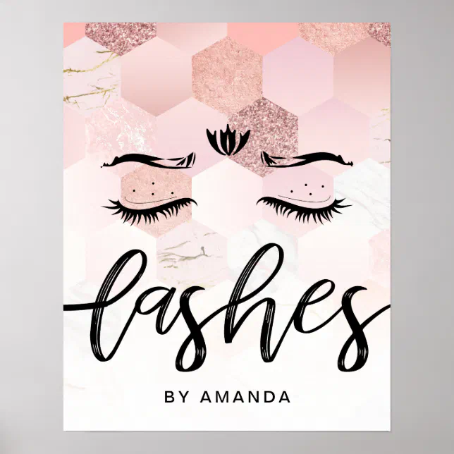 Personalized Rose Gold Lashes Salon Poster | Zazzle