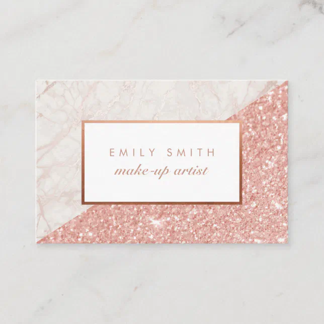 Personalized Rose Gold Marble Glitter Cards | Zazzle
