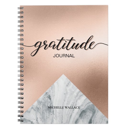 Personalized Rose gold Marble Gratitude Journal | Zazzle.com