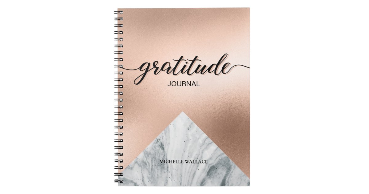 Personalized Rose gold Marble Gratitude Journal | Zazzle