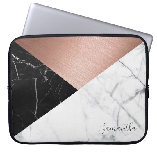 Personalized Rose Gold Marble Laptop Case | Zazzle.com
