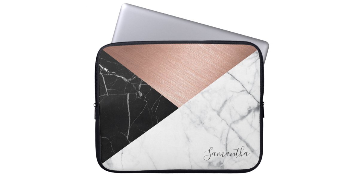Personalized Rose Gold Marble Laptop Case | Zazzle