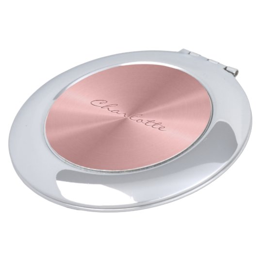 Personalized Rose Gold Metallic Radial Texture Compact Mirror | Zazzle.com