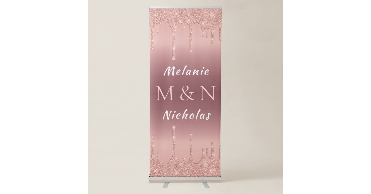 Personalized Rose Gold Wedding Banner Template | Zazzle