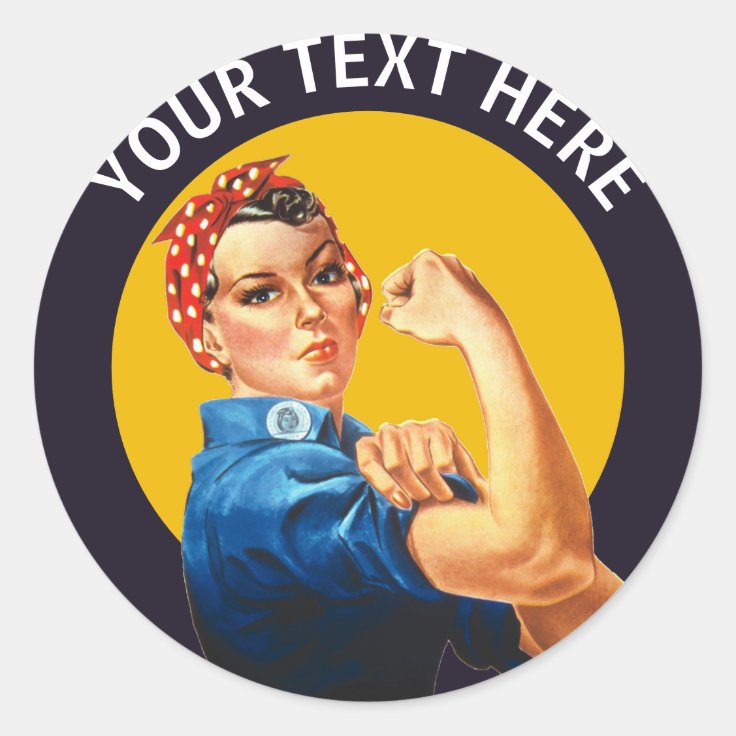 Personalized Rosie the Riveter Custom Vintage Classic Round Sticker ...