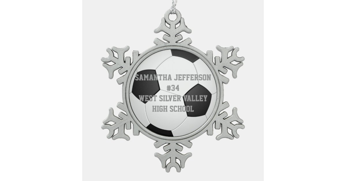 Personalized Round Soccer Ball Sports Snowflake Pewter Christmas ...