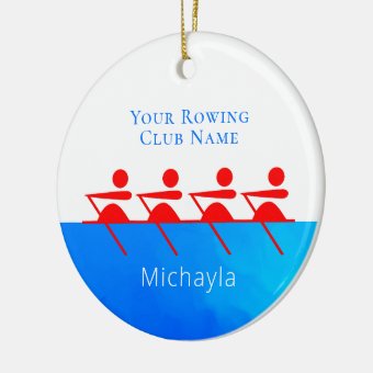Personalized Rowing Club Crew Christmas Ceramic Ornament | Zazzle