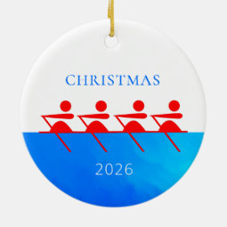 Personalized Rowing Club Crew Christmas Ceramic Ornament | Zazzle