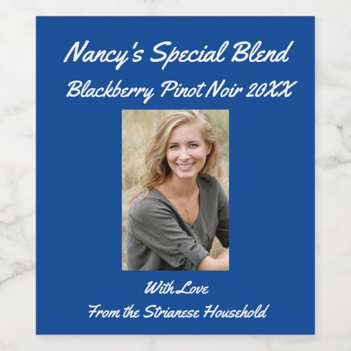Personalized Royal Blue Friend Party Wine Label | Zazzle