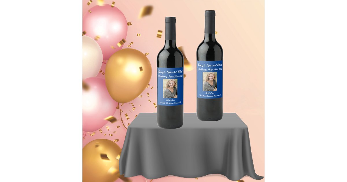 Personalized Royal Blue Friend Party Wine Label | Zazzle
