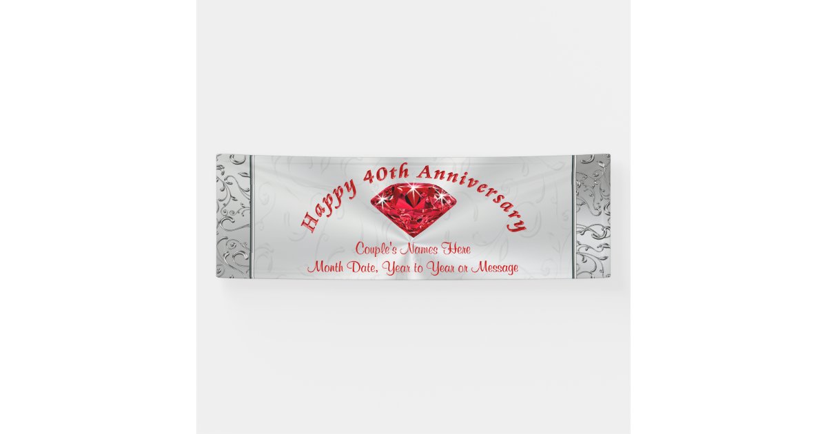 Personalized Ruby 40th Anniversary Banners | Zazzle