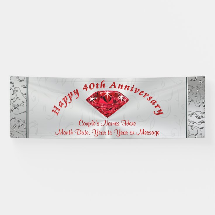Personalized Ruby 40th Anniversary Banners | Zazzle