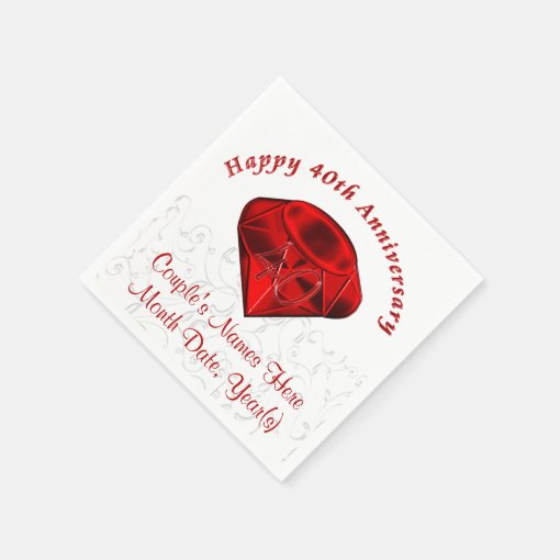 Personalized Ruby 40th Anniversary Napkins | Zazzle