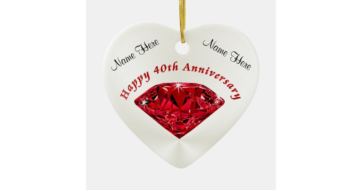Personalized Ruby 40th Anniversary Ornaments | Zazzle