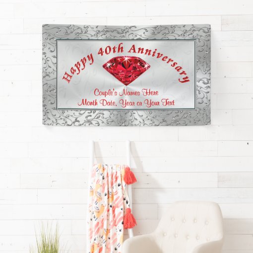 Personalized Ruby Happy 40th Anniversary Banners | Zazzle