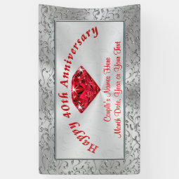 Personalized Ruby Happy 40th Anniversary Banners | Zazzle