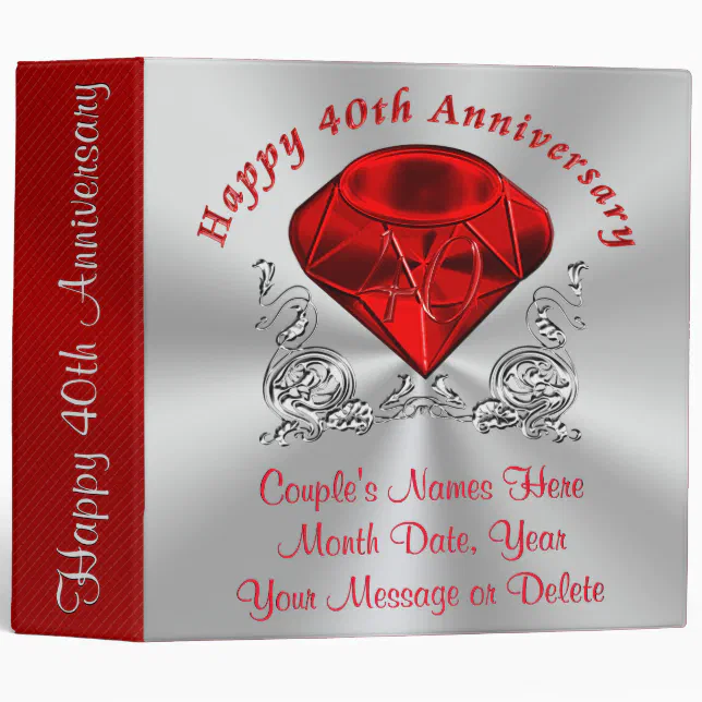 Personalized Ruby Wedding Anniversary Photo Album 3 Ring Binder | Zazzle