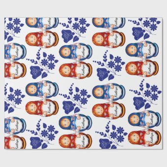 Personalized Russian Matryoshka Dolls Wrapping Paper | Zazzle