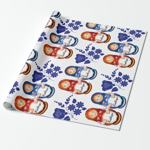 Personalized Russian Matryoshka Dolls Wrapping Paper | Zazzle
