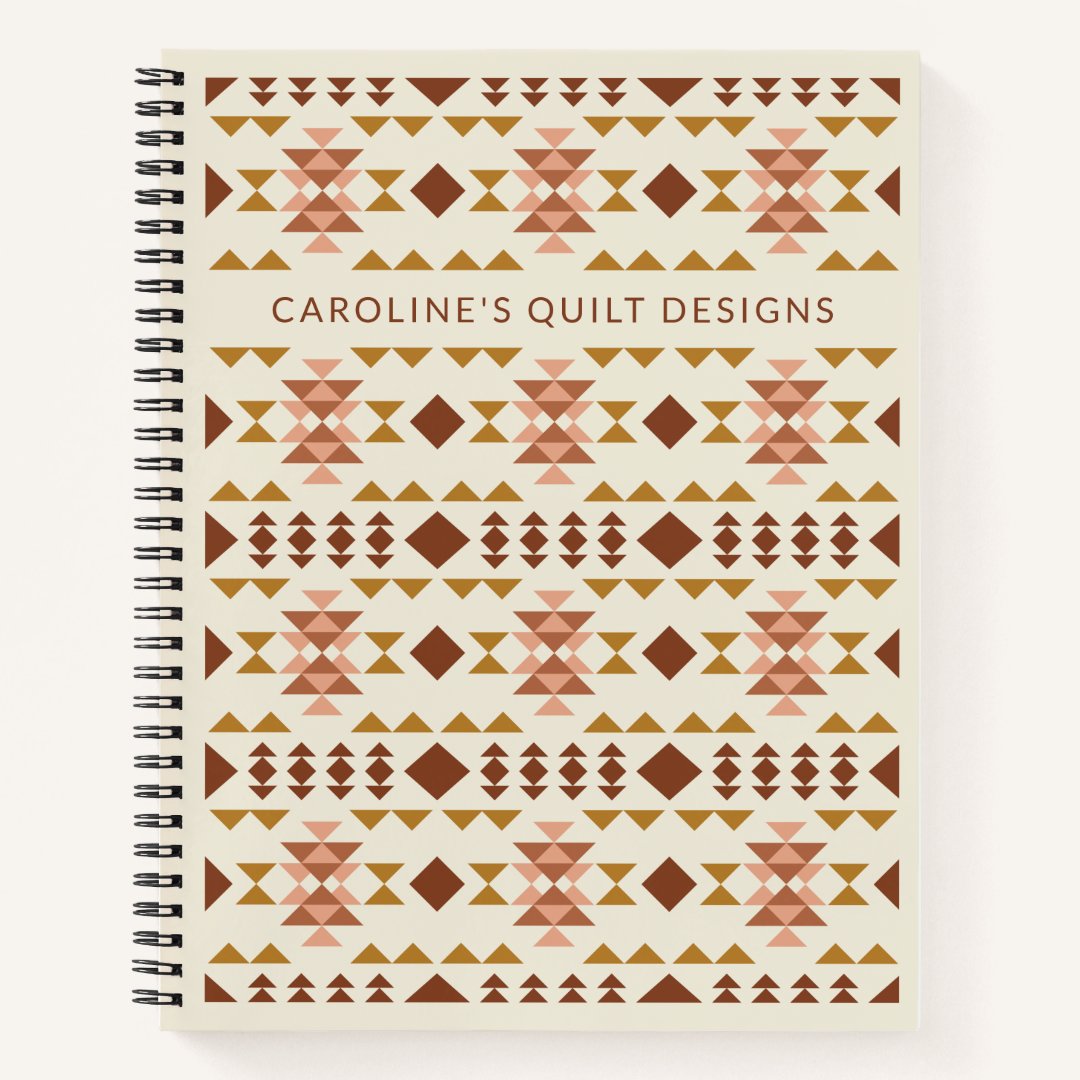 Personalized Rust Brown Quilt Design Graph Paper Notebook | Zazzle