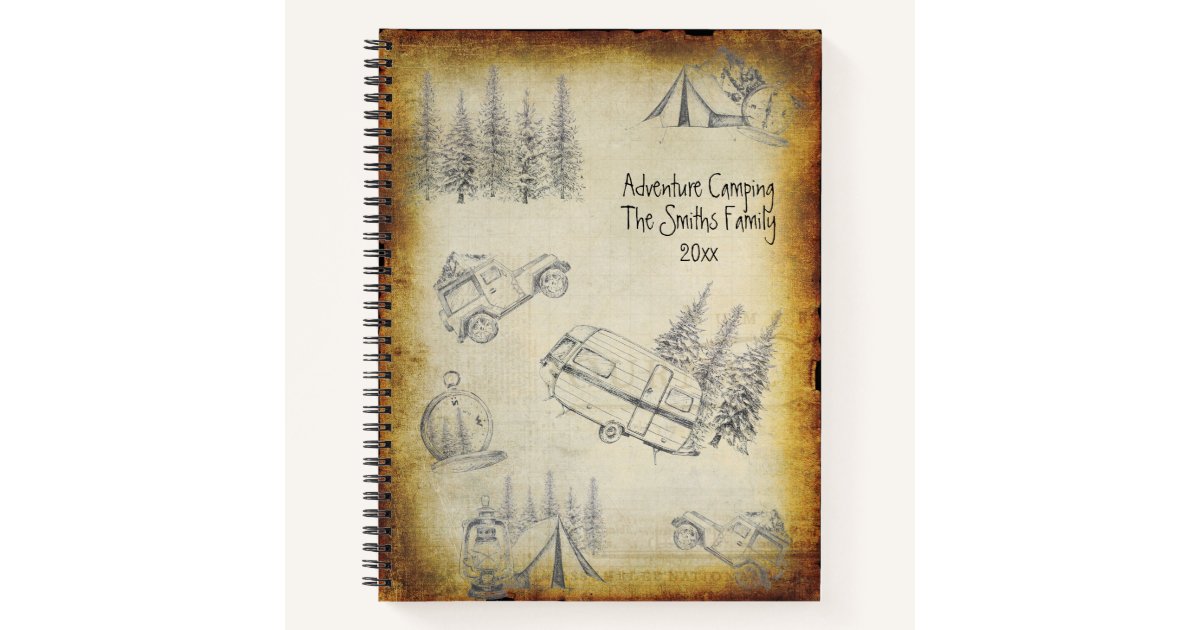 Personalized Rustic Adventure Camping Notebook | Zazzle