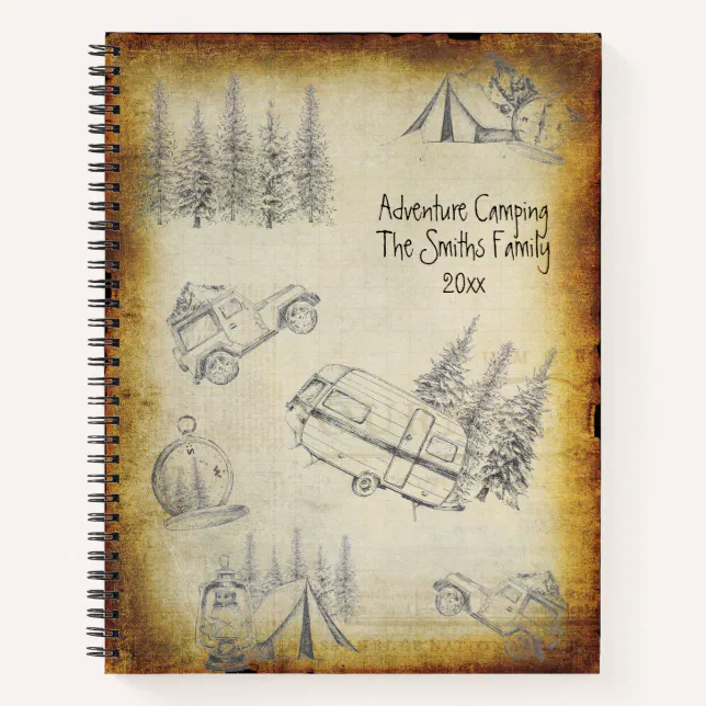 Personalized Rustic Adventure Camping Notebook | Zazzle