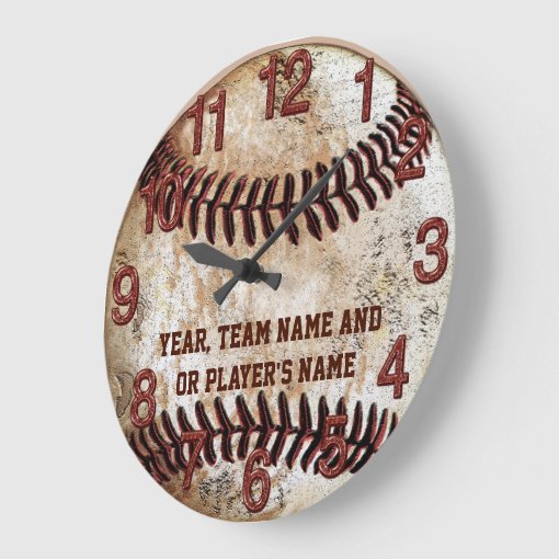PERSONALIZED Rustic Baseball Gifts for Team or Sen Large Clock | Zazzle