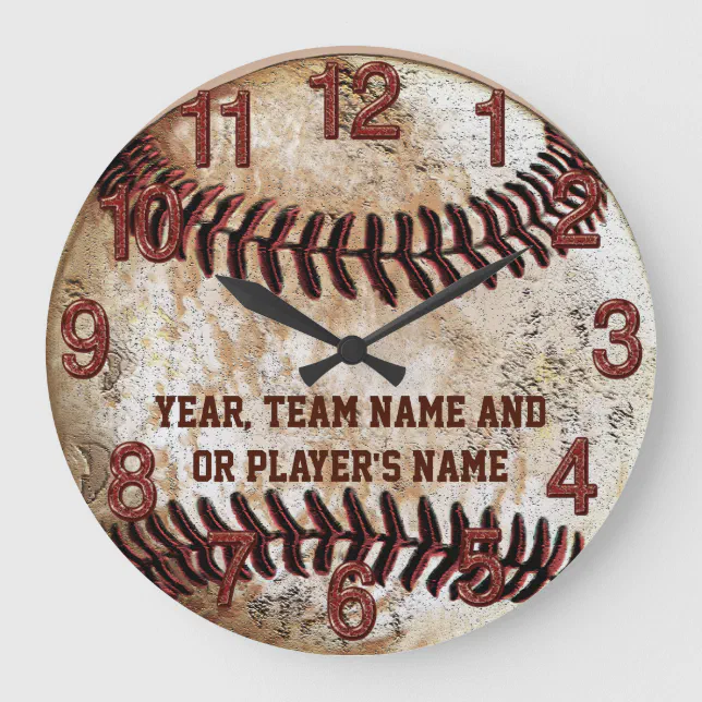 PERSONALIZED Rustic Baseball Gifts for Team or Sen Large Clock | Zazzle