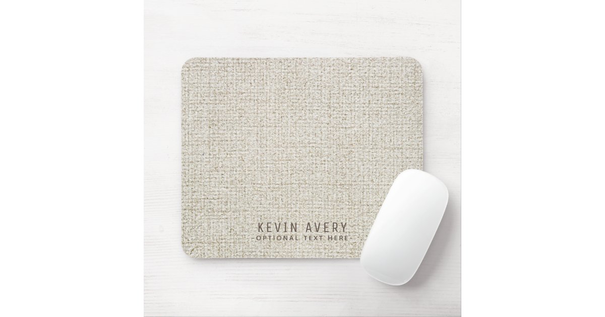Personalized rustic Beige Linen Texture Mouse Pad | Zazzle
