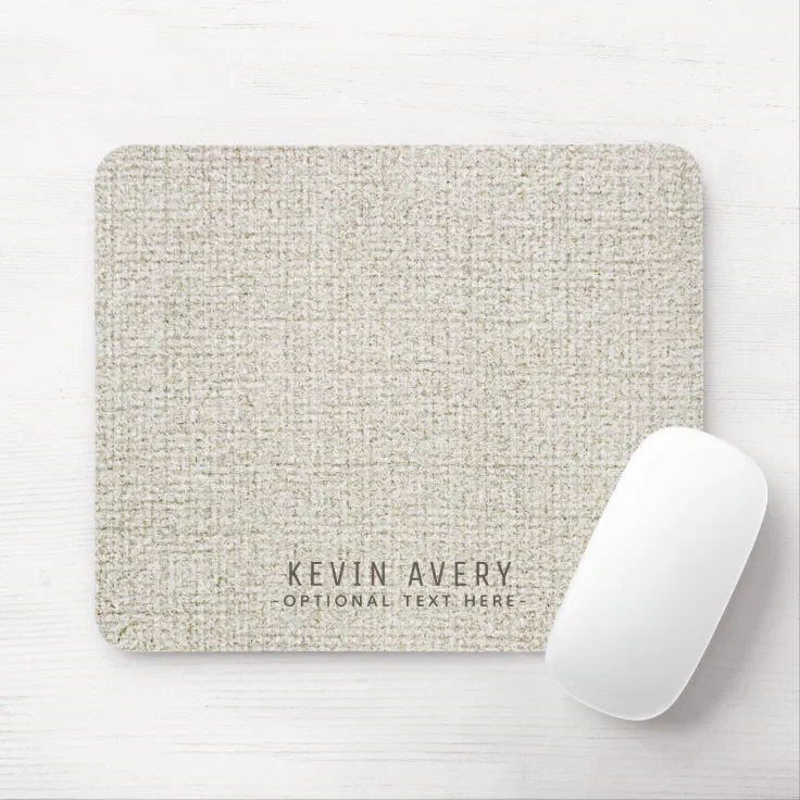 Personalized rustic Beige Linen Texture Mouse Pad | Zazzle