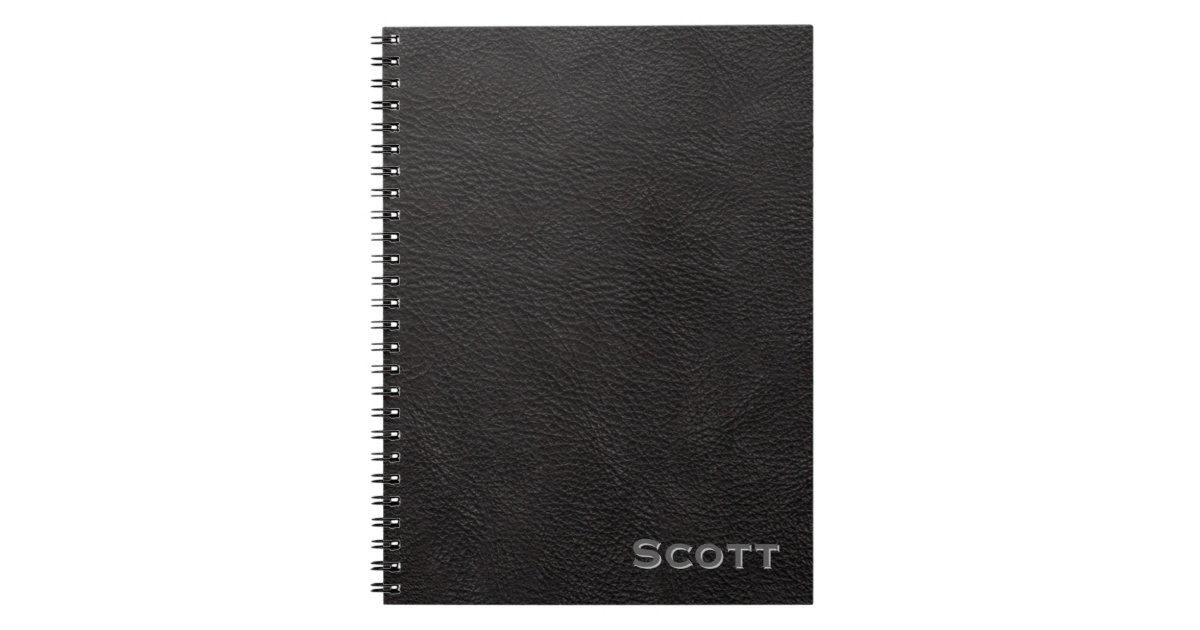 Personalized Rustic Black Leather Masculine Notebook | Zazzle
