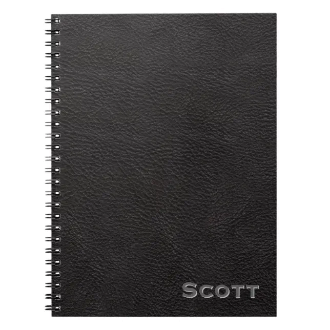 Personalized Rustic Black Leather Masculine Notebook | Zazzle