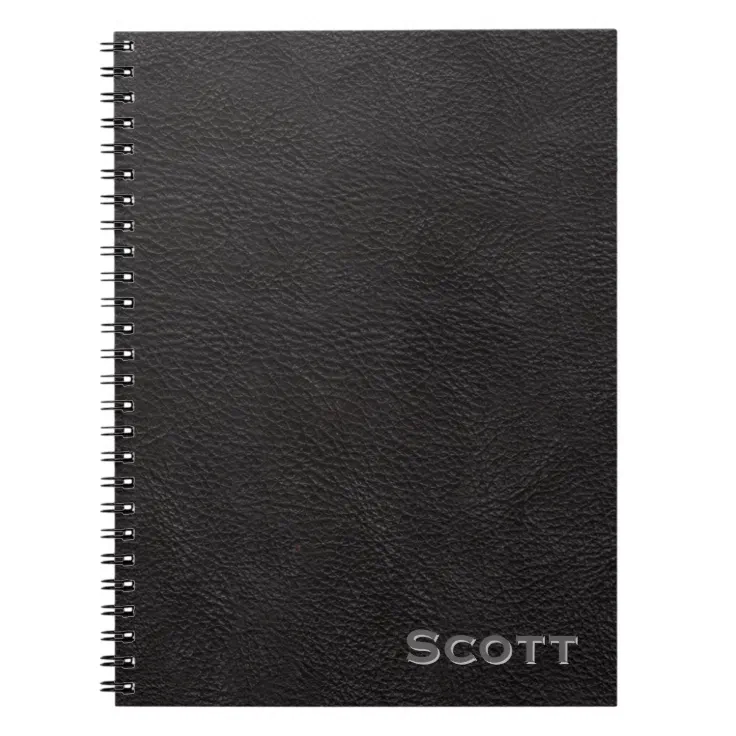 Personalized Rustic Black Leather Masculine Notebook | Zazzle