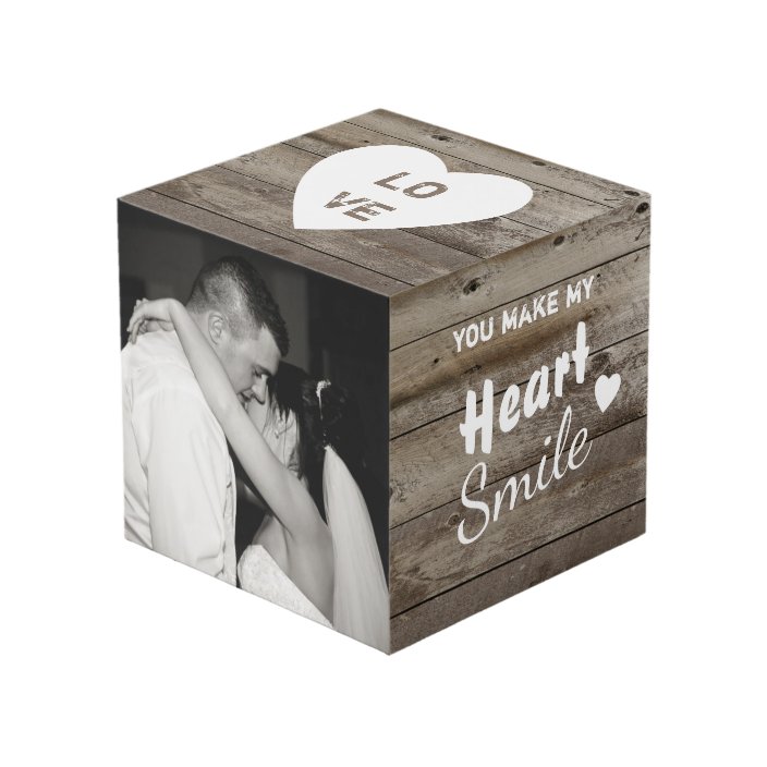 Personalized Rustic brown wood photo love Cube | Zazzle.com