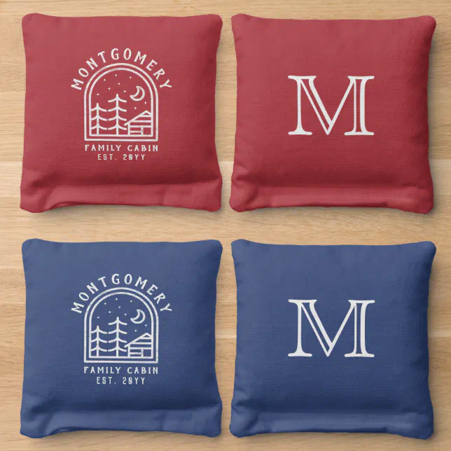 Personalized Rustic Cabin Family Monogram Cornhole Bags | Zazzle