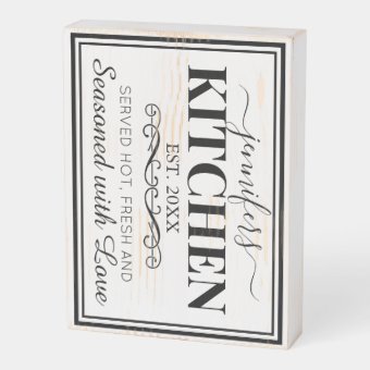 Personalized Rustic Kitchen Farmhouse Wooden Box Sign | Zazzle