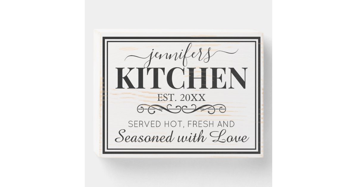 Personalized Rustic Kitchen Farmhouse Wooden Box Sign | Zazzle