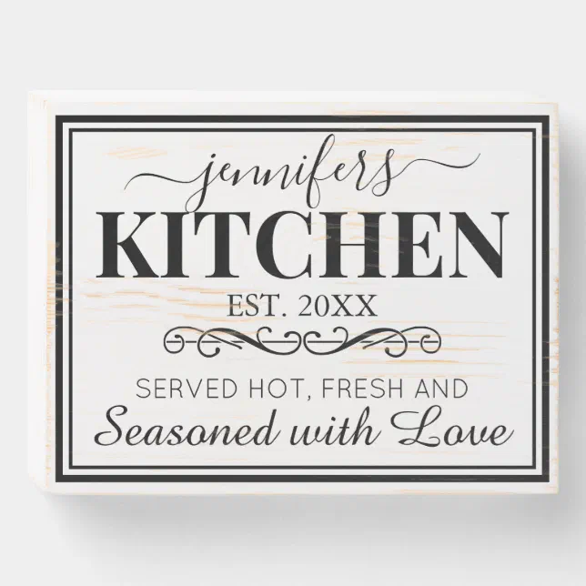 Personalized Rustic Kitchen Farmhouse Wooden Box Sign | Zazzle