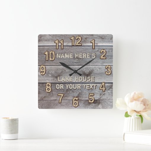Personalized Rustic Lake House Wall Decor, Clock | Zazzle