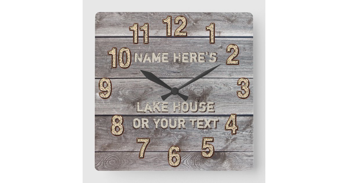Personalized Rustic Lake House Wall Decor, Clock | Zazzle