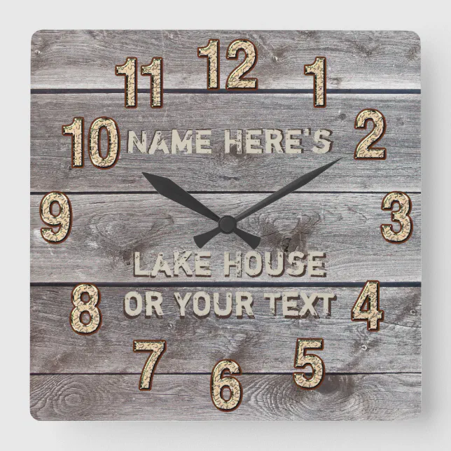 Personalized Rustic Lake House Wall Decor, Clock | Zazzle