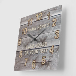 Personalized Rustic Lake House Wall Decor, Clock | Zazzle