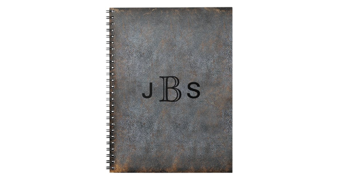Personalized Rustic Leather | Monogrammed Initials Notebook | Zazzle